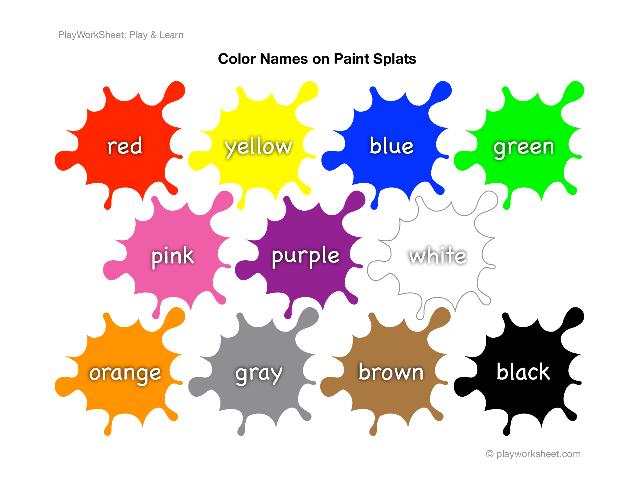 Color Names On Splats Englishspanish Color Names On Splats Images And 