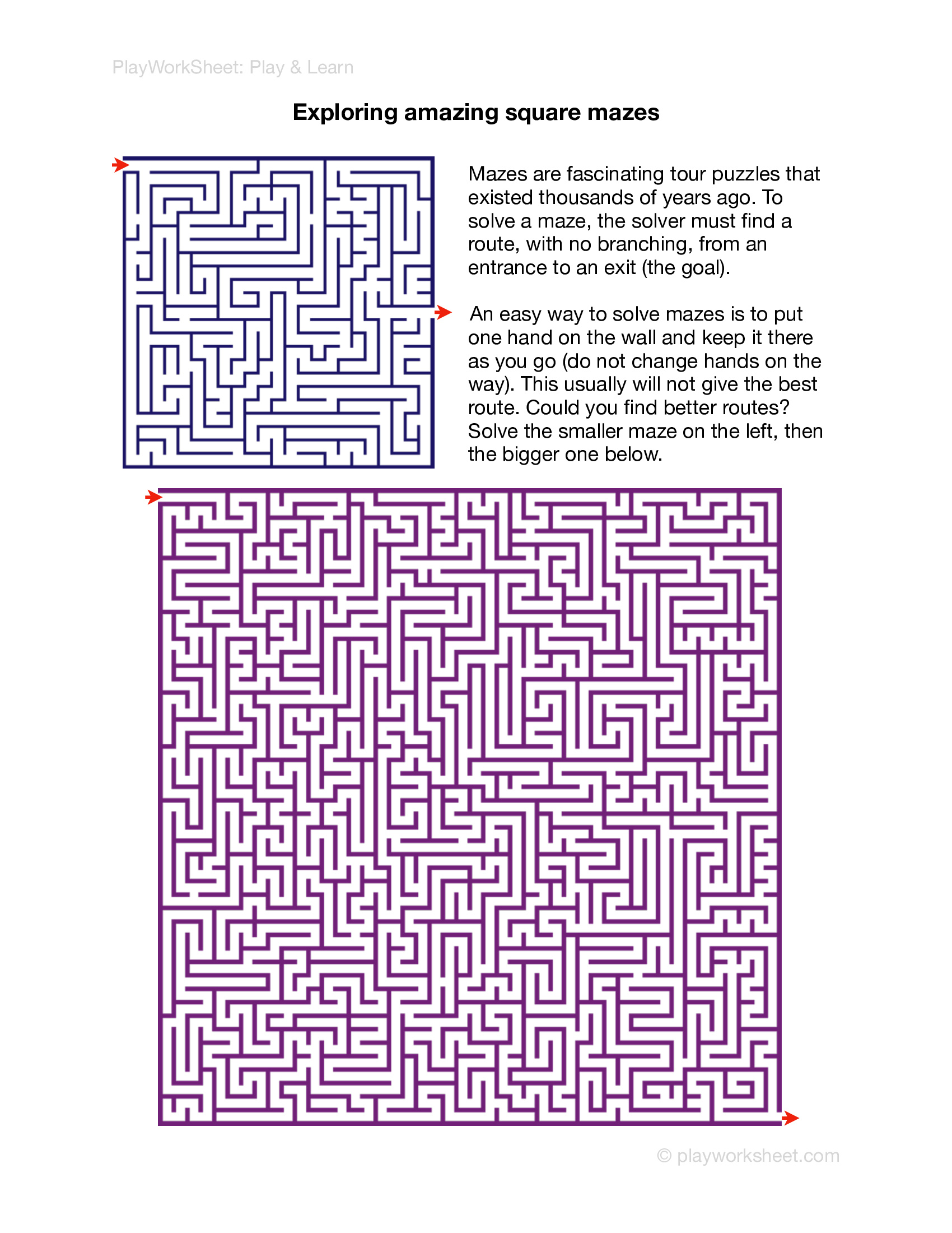 Exploring two amazing square mazes | Free Printables for Kids