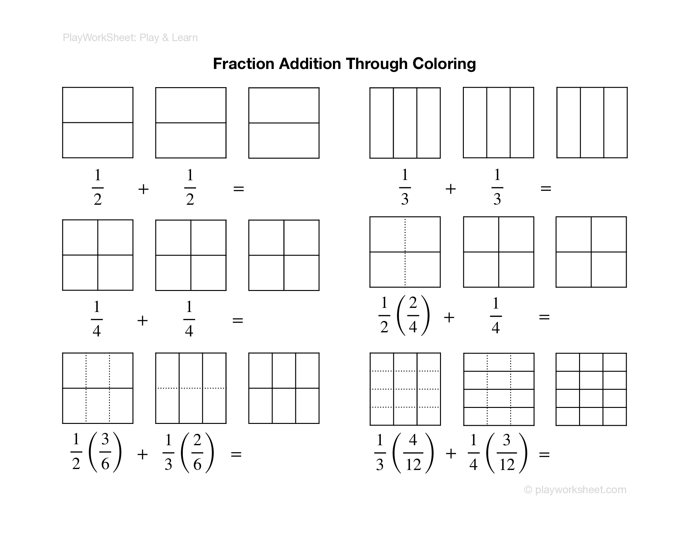 Fraction Charts for Addition and Subtraction | Free Printables for Kids