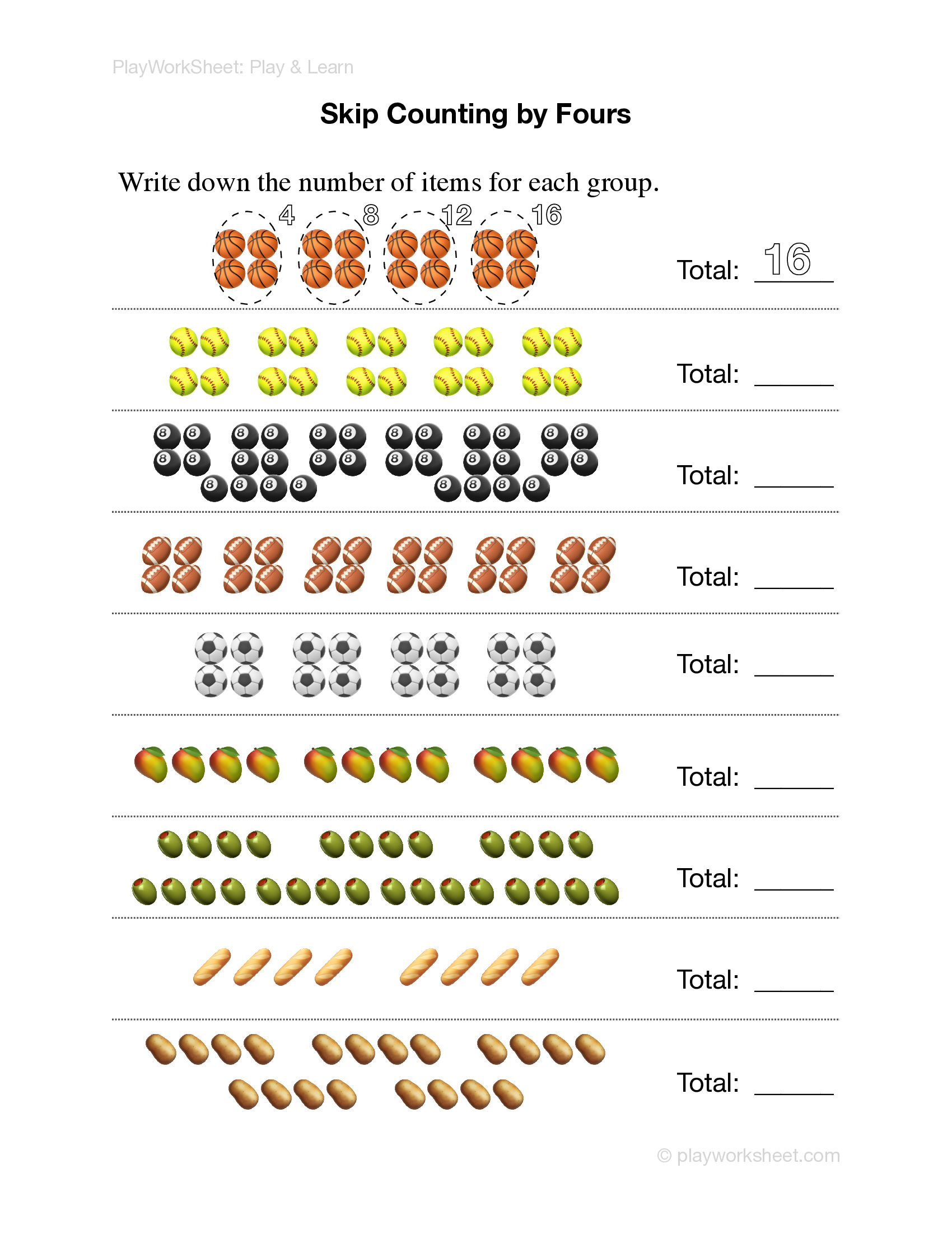 Skip Counting by Fours | Free Printables for Kids