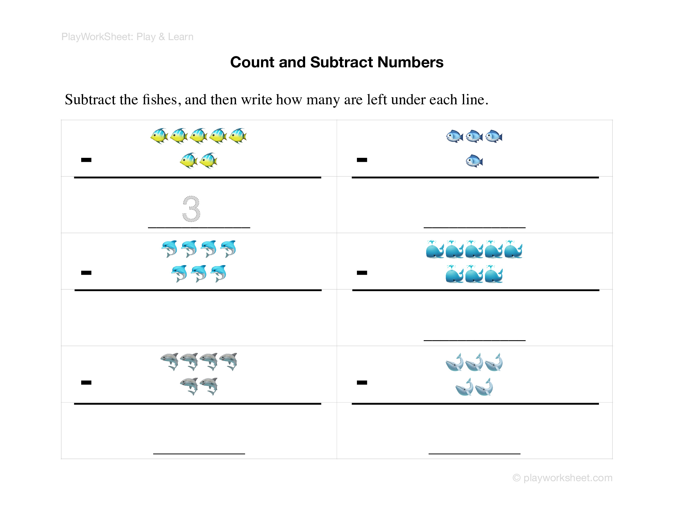 Vertical Subtraction of Numbers up to Ten | Free Printables for Kids