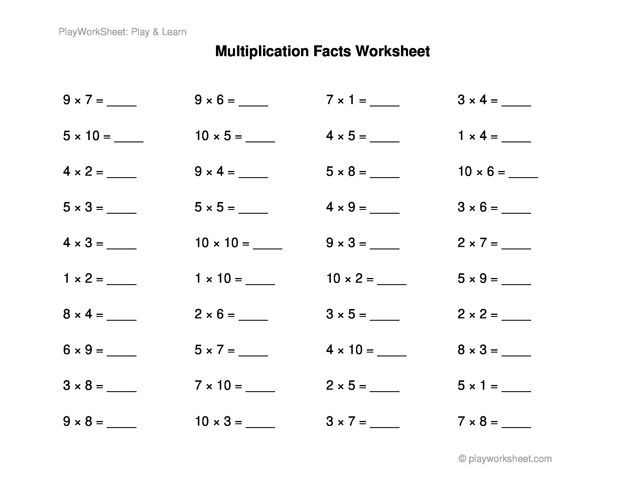 Basic Multiplication Facts Worksheet: Strengthening Multiplication ...