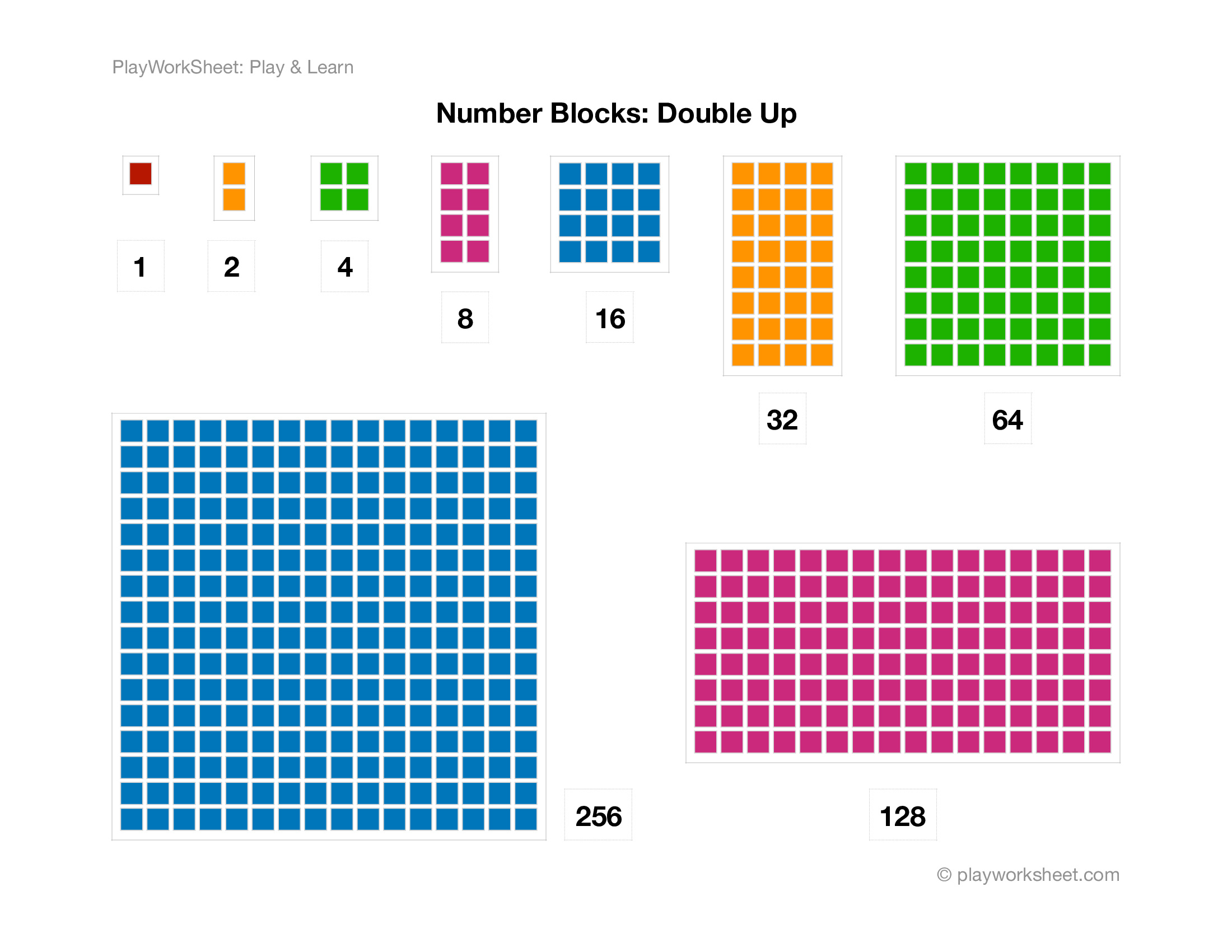 Number Blocks: Double Up From 1 to 256 | Free Printables for Kids