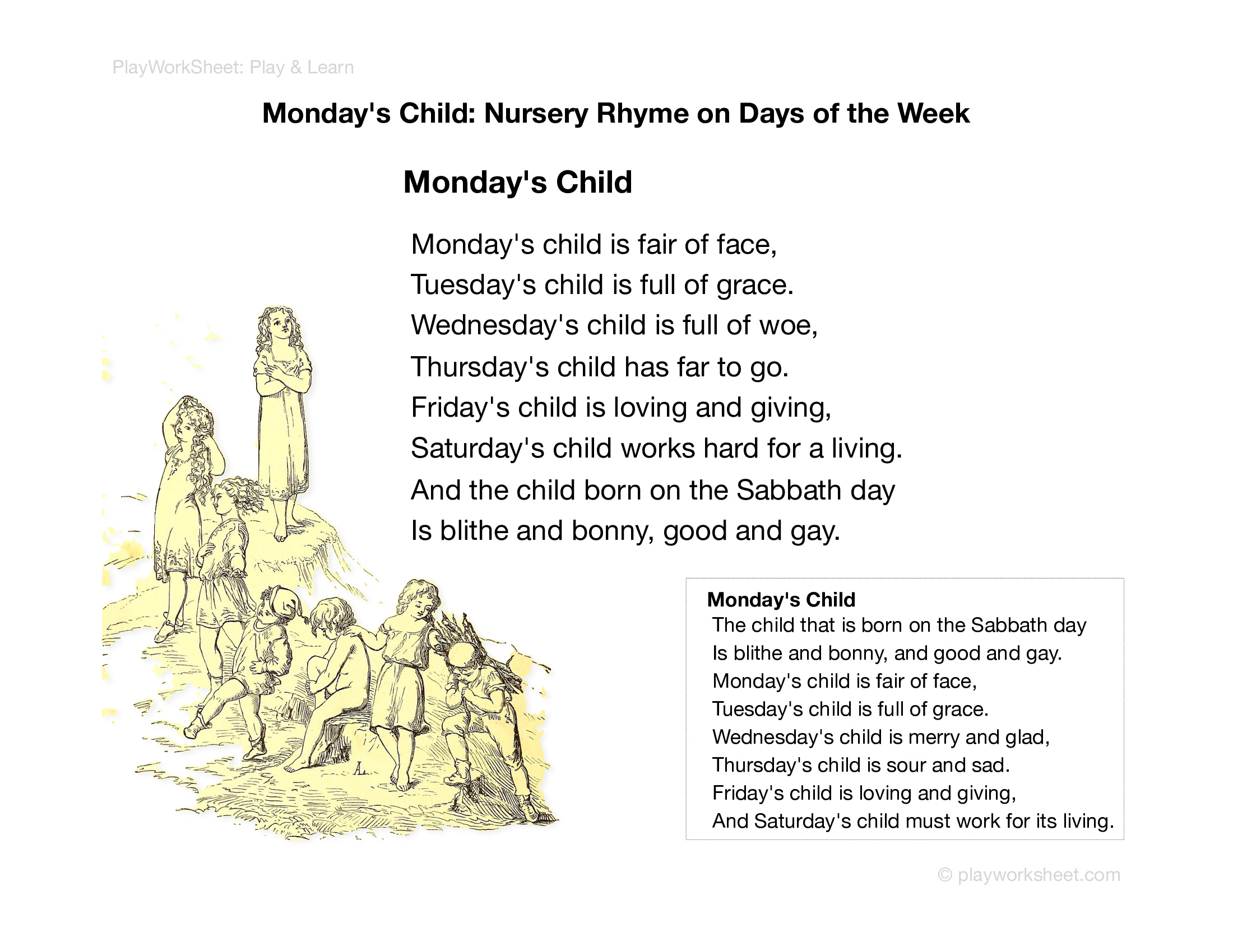 Days Of The Week Delight Exploring Monday s Child Nursery Rhyme