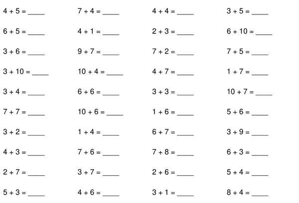 Basic Addition Facts Worksheet: Adding 3, 4, 6, and 7 | Free Printables ...