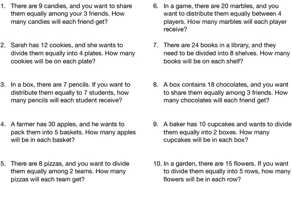 Mastering Basic Division Facts Word Problems Worksheet Free 