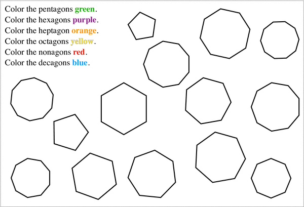 Color Different Kinds of Polygons | Free Printables for Kids