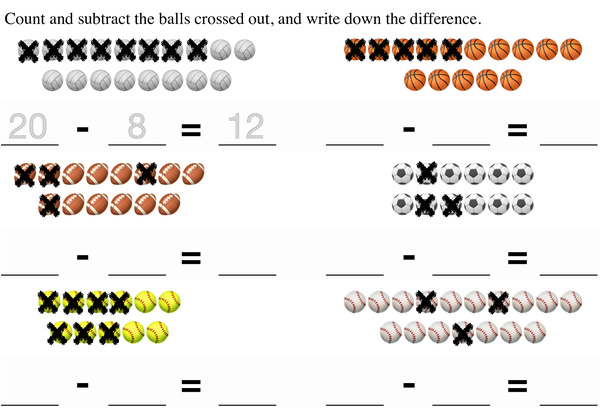Subtraction Worksheets Cross Subtraction Worksheets For Kindergarten