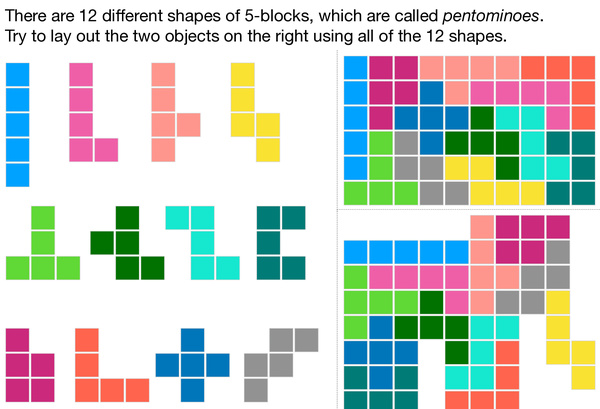 Number Blocks: All Shapes of 5 Blocks - Pentominoes | Free Printables for Kids
