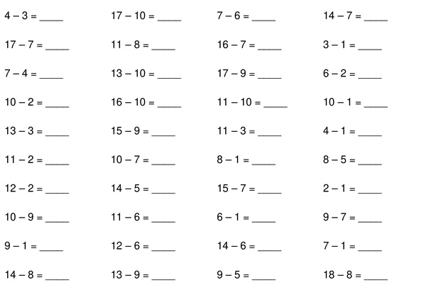 Basic Subtraction Facts Worksheet: Building Math Fluency | Free ...