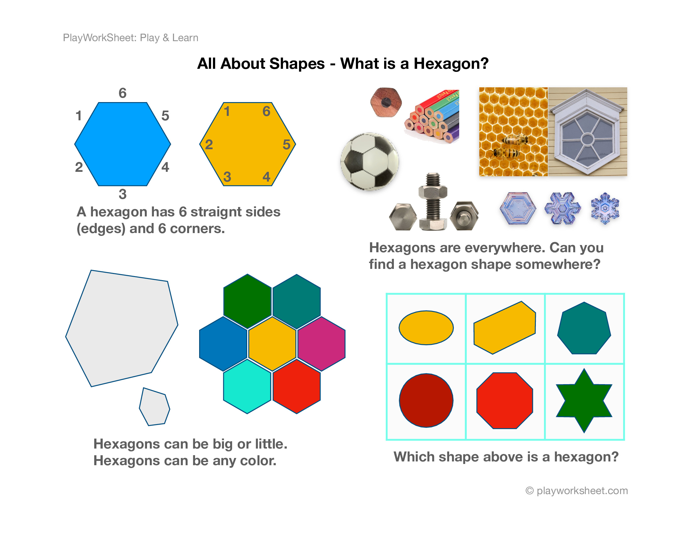 All About Shapes What Is A Hexagon Free Printables For Kids