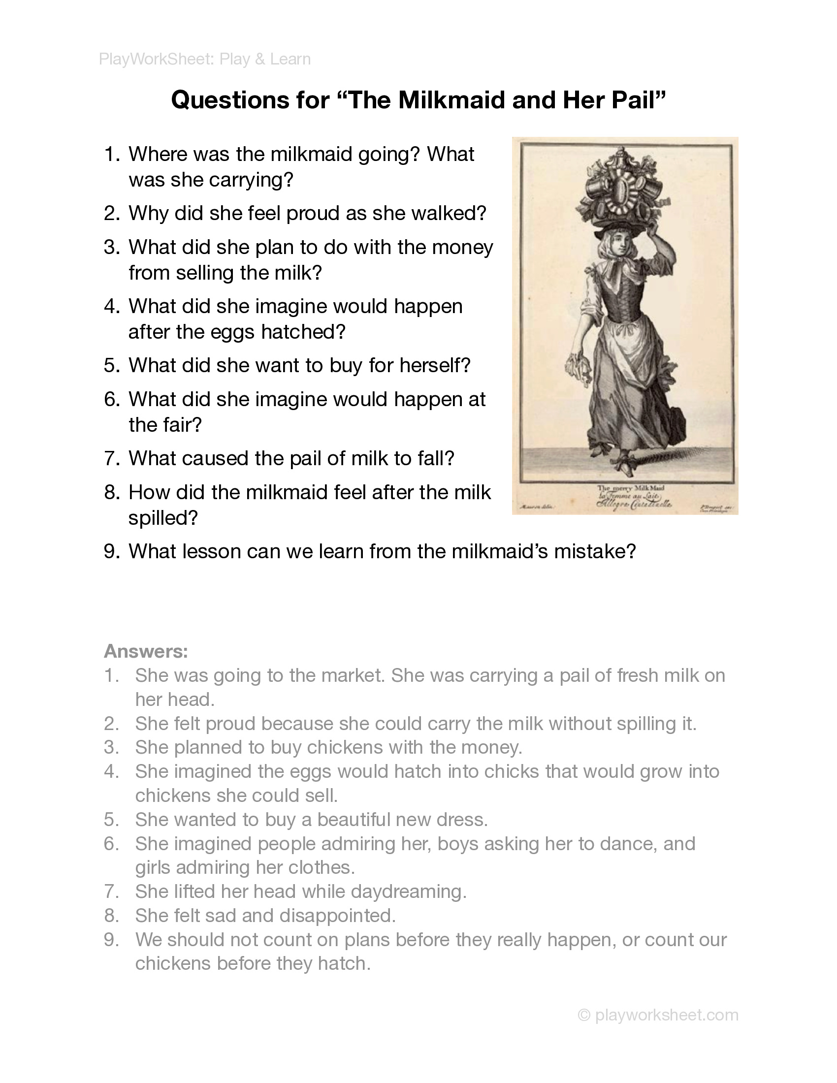 The Milkmaid and Her Pail - Fable | Free Printables for Kids