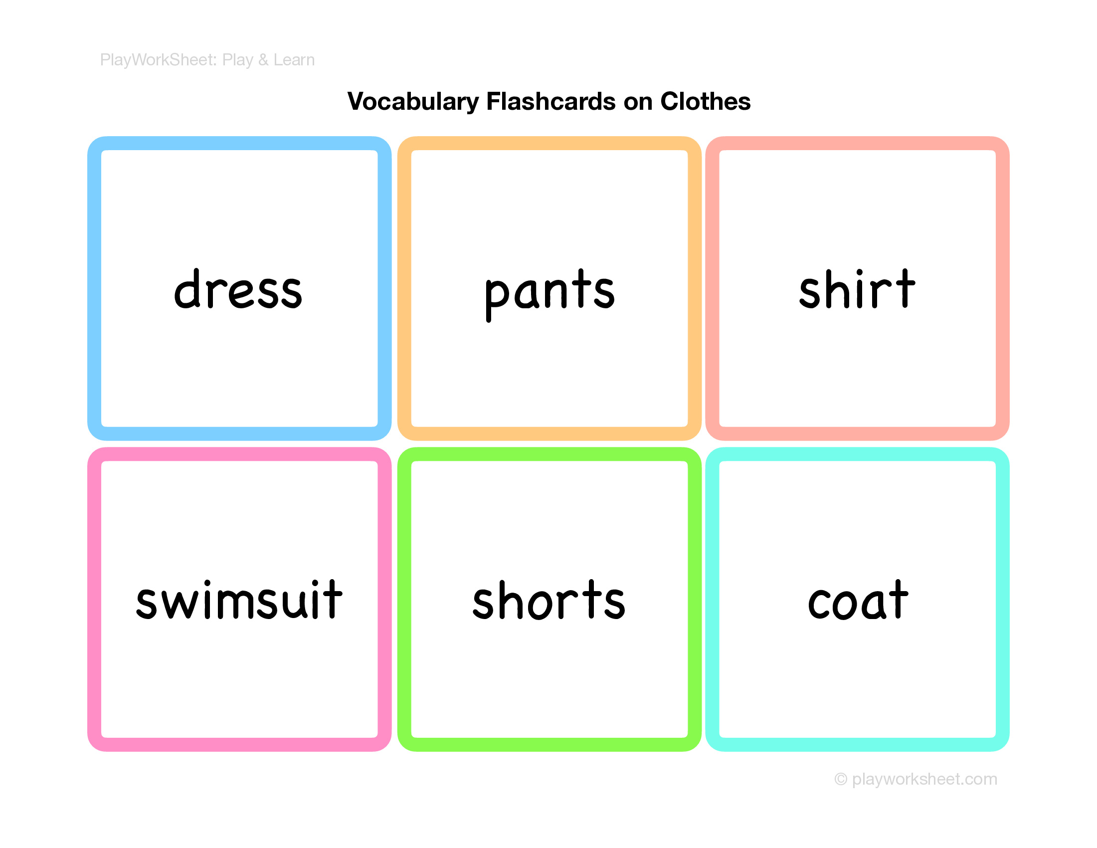 Vocabulary Flashcards on Clothes | Free Printables for Kids