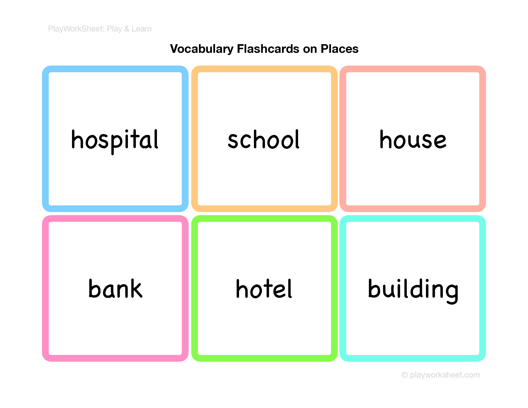 Vocabulary Flashcards on Places | Free Printables for Kids
