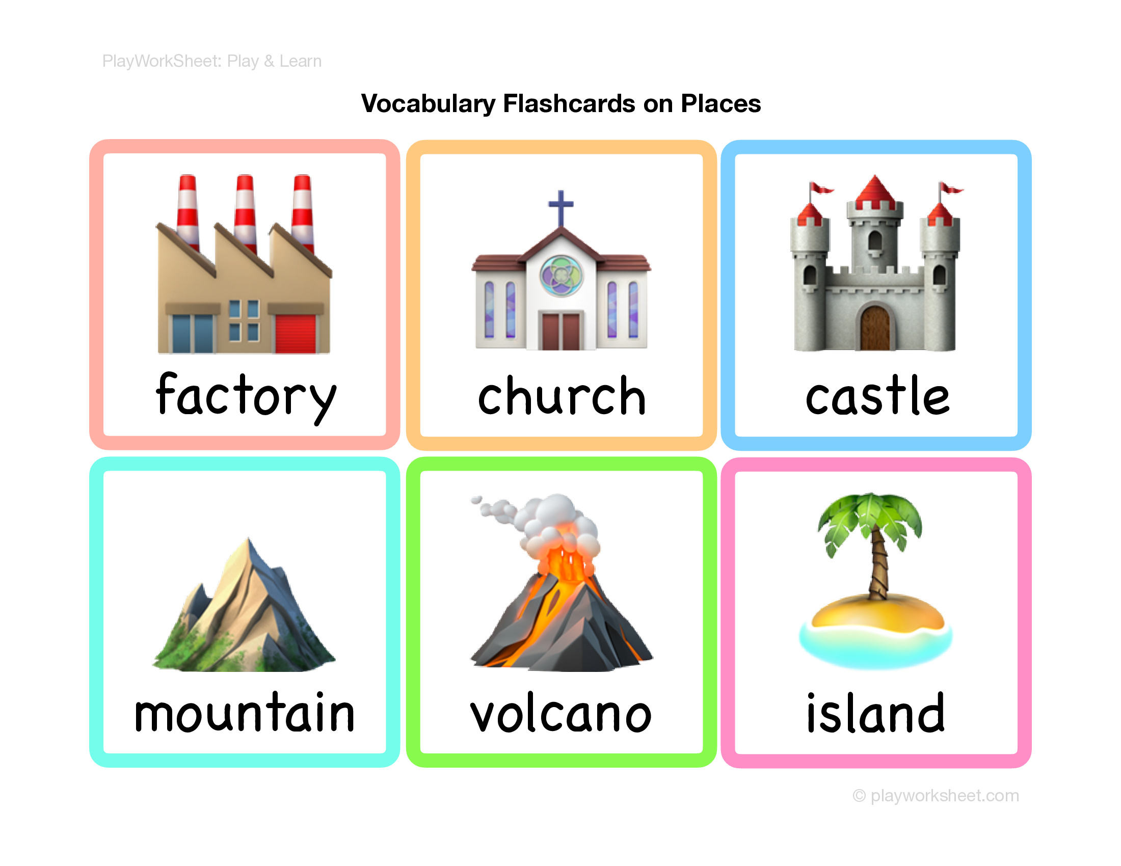 Vocabulary Flashcards on Places | Free Printables for Kids